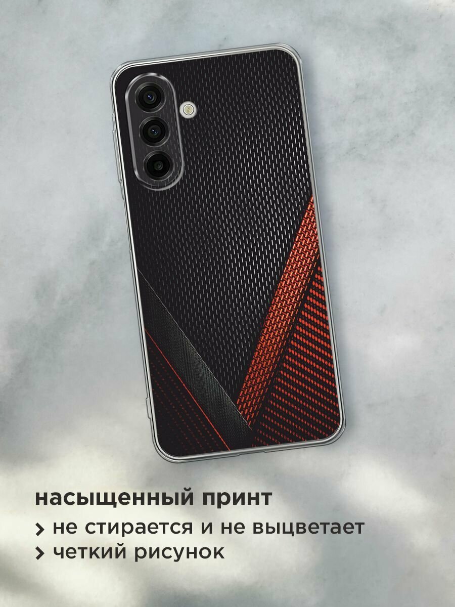 Чехол на Samsung Galaxy A17 / Самсунг А17 с принтом "Красный карбон" — фото 1