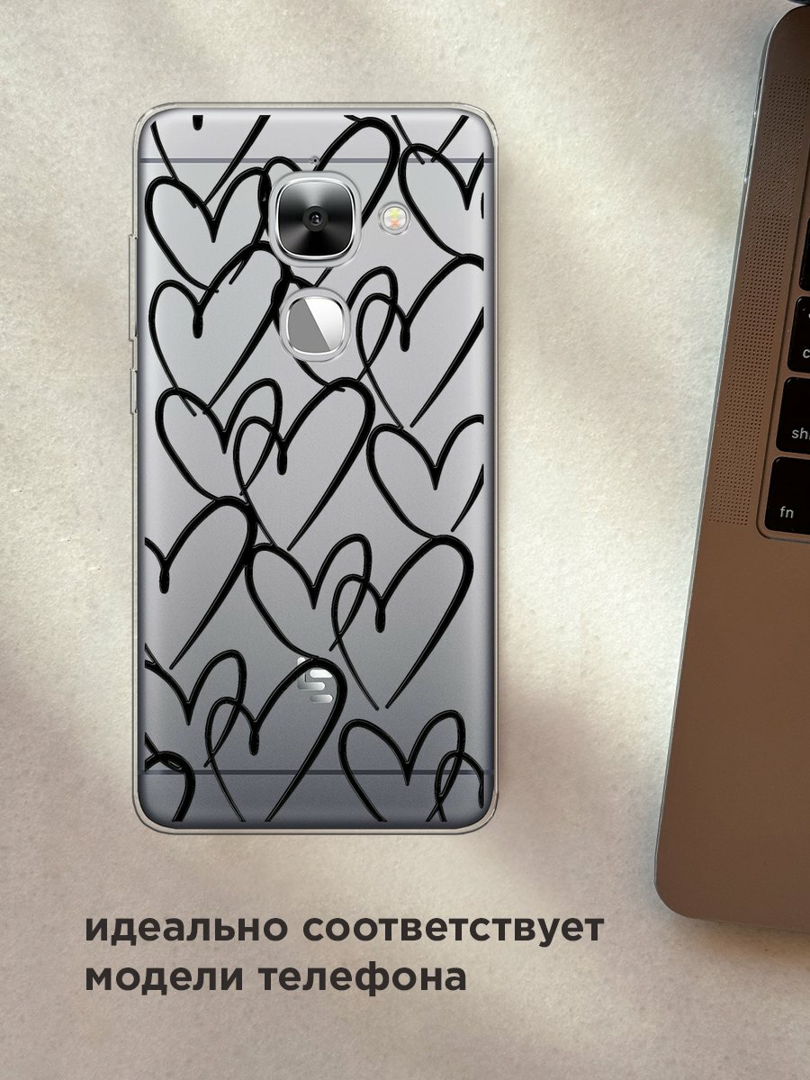 Чехол на LeEco Le 2/2 pro / Лееко Ле 2/2 про с принтом "Hearts doodle black 1" — фото 1