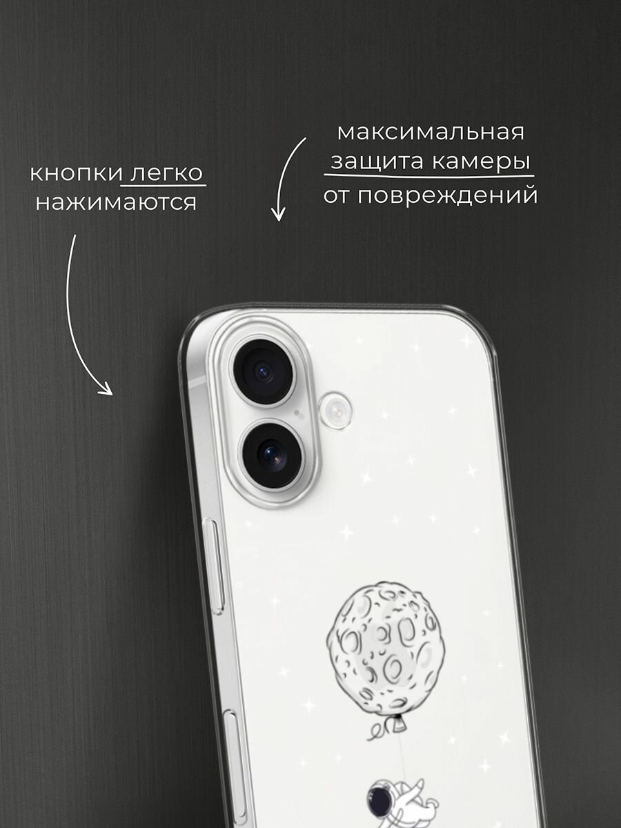 Чехол на Apple iPhone 17 / Айфон 17 с принтом "Лунный полет", прозрачный — фото 1