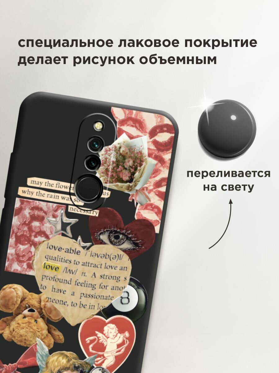 Чехол на Xiaomi Redmi 8 / Редми 8 с принтом "Поцелуи и сердца 4" — фото 1