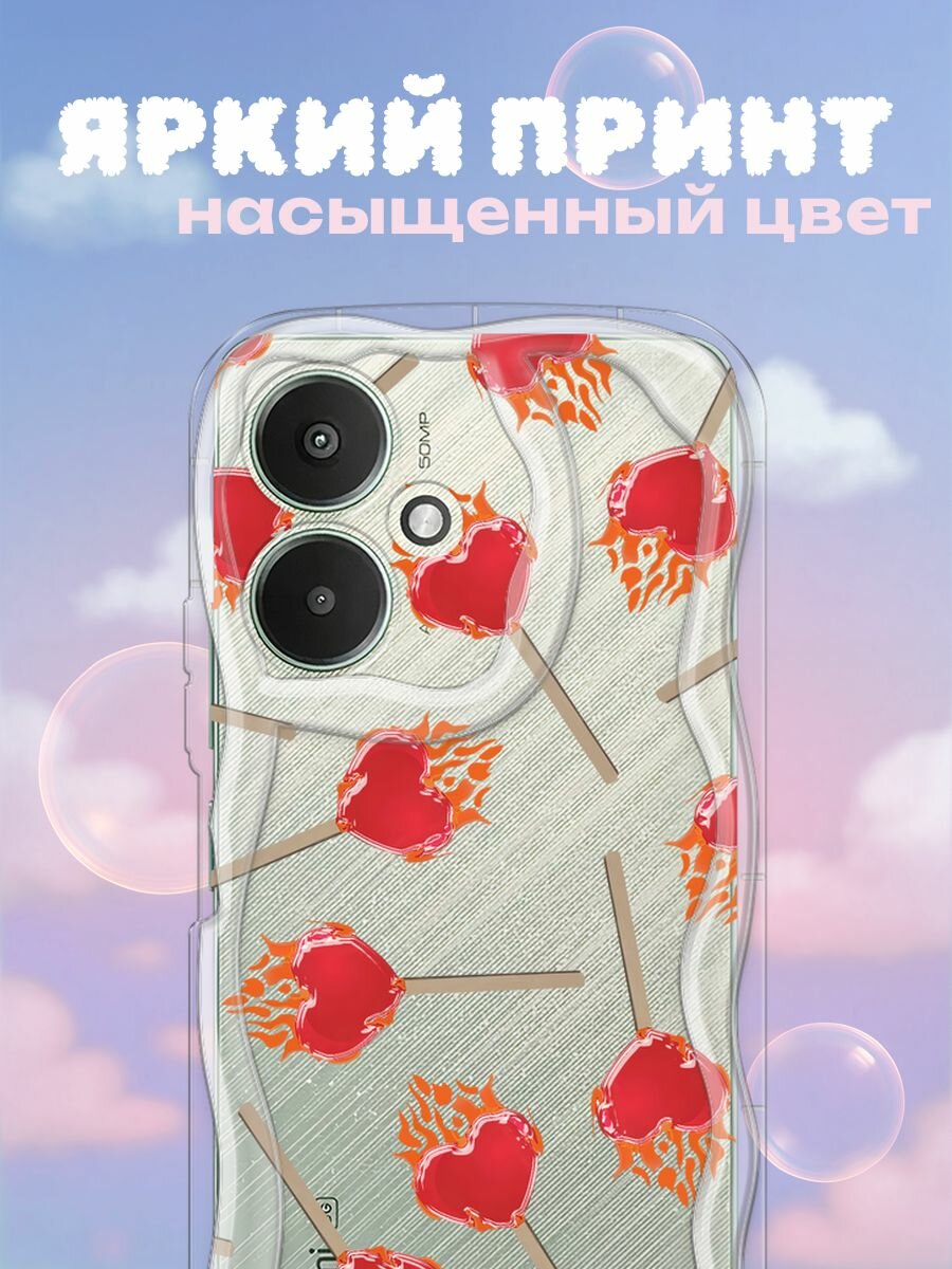 Чехол на Xiaomi Redmi 13C/Poco C65 / Редми 13C/Поко C65 с принтом Горящие леденцы 2 — фото 1