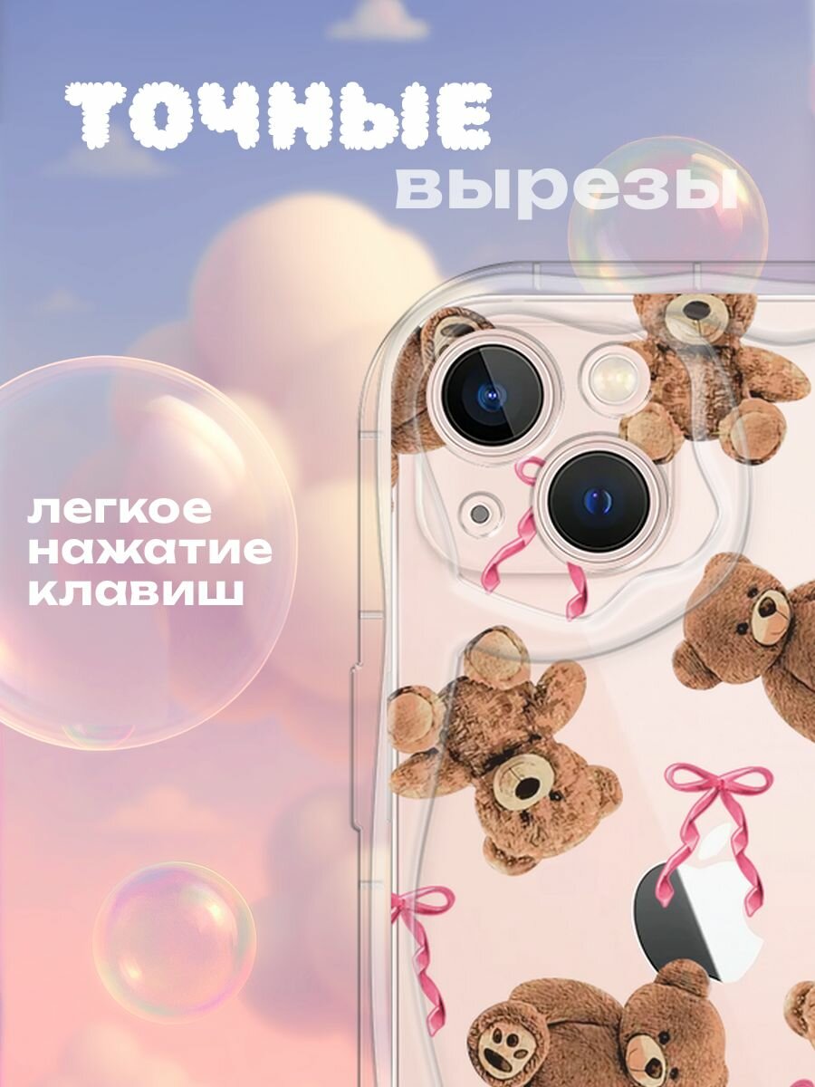 Чехол на Apple iPhone 13 / Айфон 13 с принтом "Мишки и бантики" — фото 1