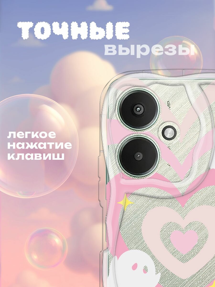 Чехол на Xiaomi Redmi 13C/Poco C65 / Редми 13C/Поко C65 с принтом "Приведения в серцах" — фото 1
