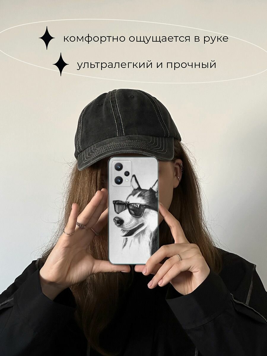 Силиконовый чехол на Realme 9 5G / Реалми 9 5G с принтом "Крутой Хаске" — фото 1