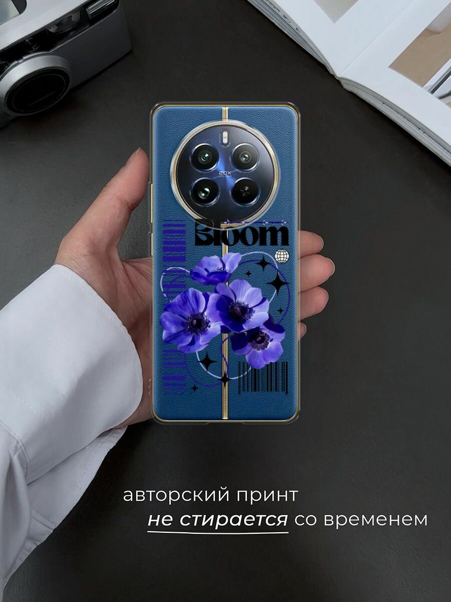 Чехол на Realme 12 Pro / Реалми 12 Про с принтом "Завораживающие анемоны", прозрачный — фото 1