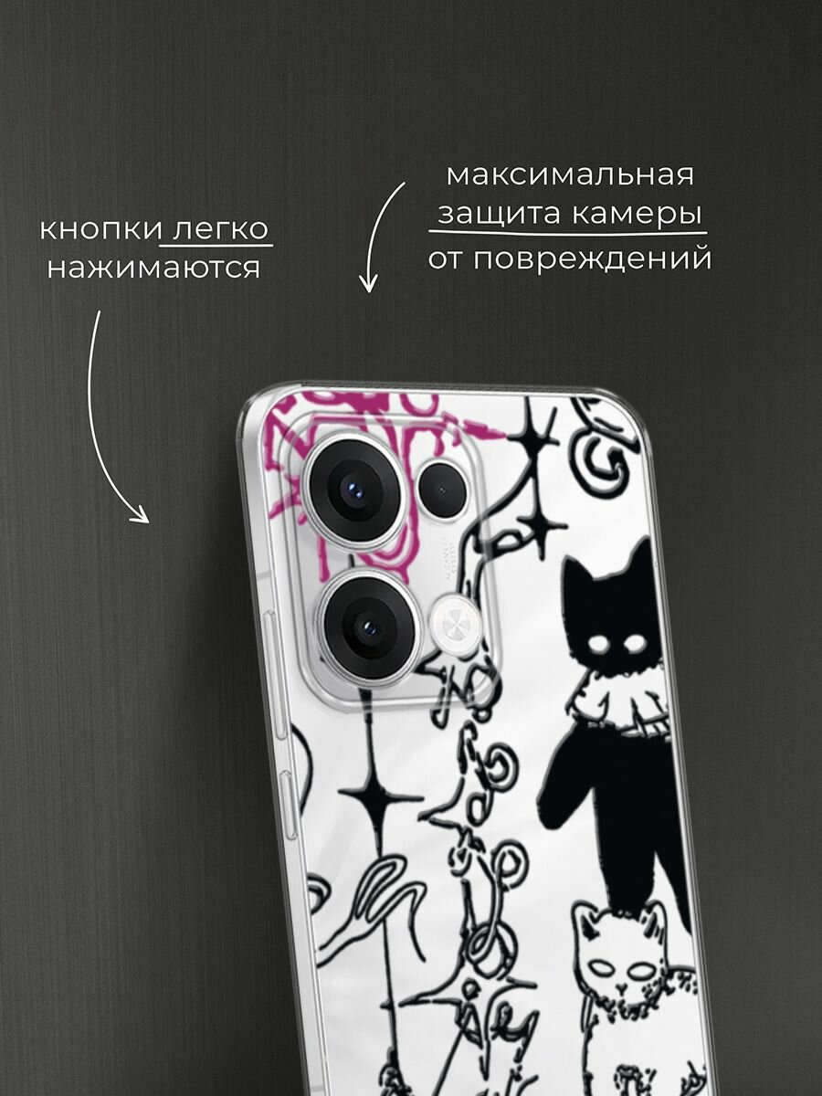 Чехол на Oppo Reno 13 / Оппо Рено 13 с принтом "Готические котики" — фото 1