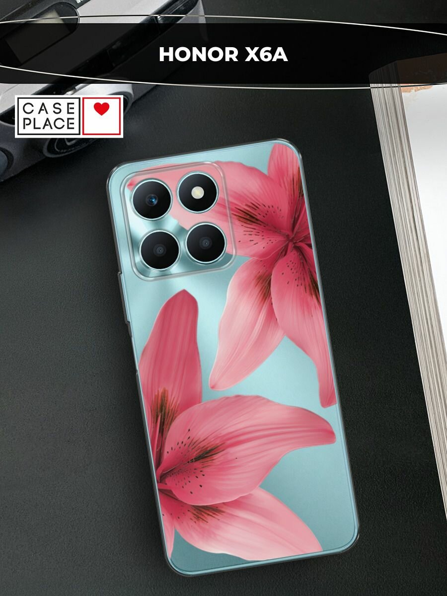 Чехол на Honor X6A / Хонор X6A с принтом "Pink flower"