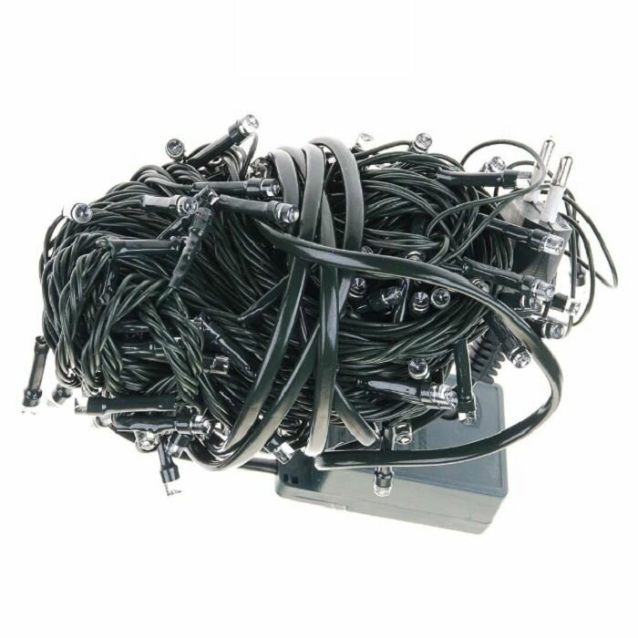 Гирлянда светодиодная 25 м 400L Синий 8 режимов темно-зеленый провод