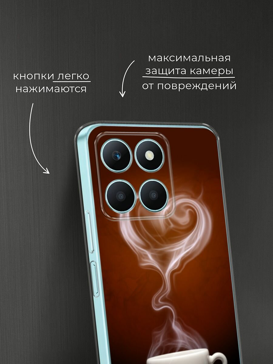 Силиконовый чехол на Honor X6A / Хонор X6A с принтом "Кофейная любовь" — фото 1