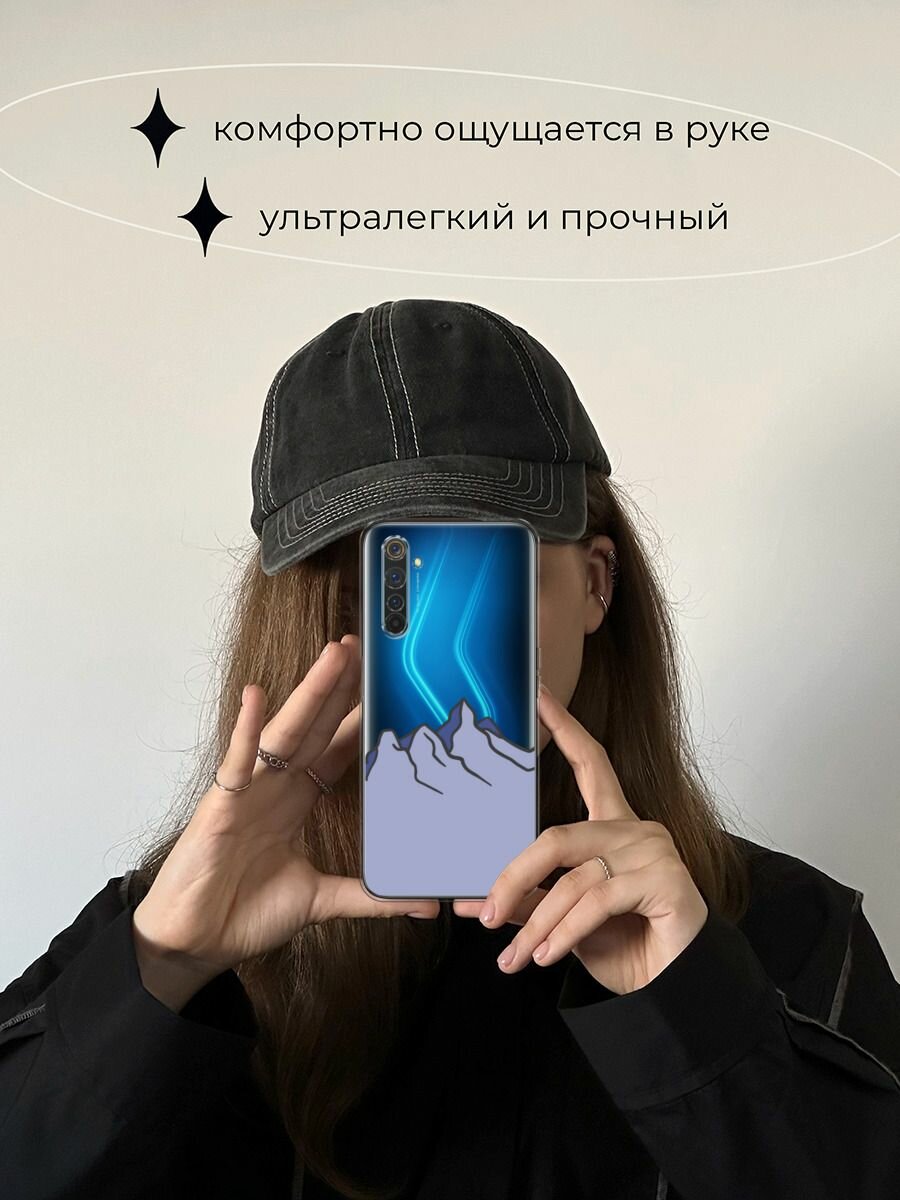 Чехол на Realme 6 Pro / Реалми 6 Про с принтом "Гора", прозрачный — фото 1