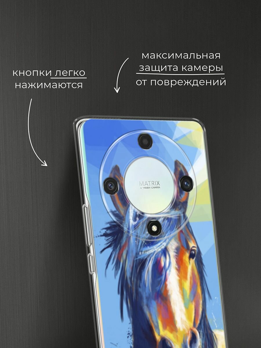 Силиконовый чехол на Honor X9A / Хонор X9A с принтом "Лошадь арт 3" — фото 1