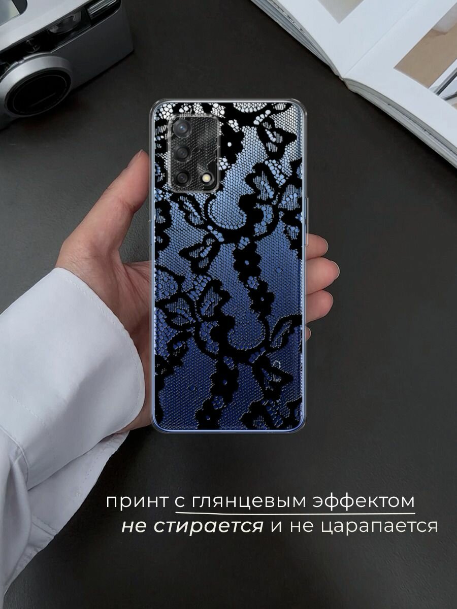 Чехол на Oppo A74 / Оппо A74 с принтом "Черная сетка 2" — фото 1