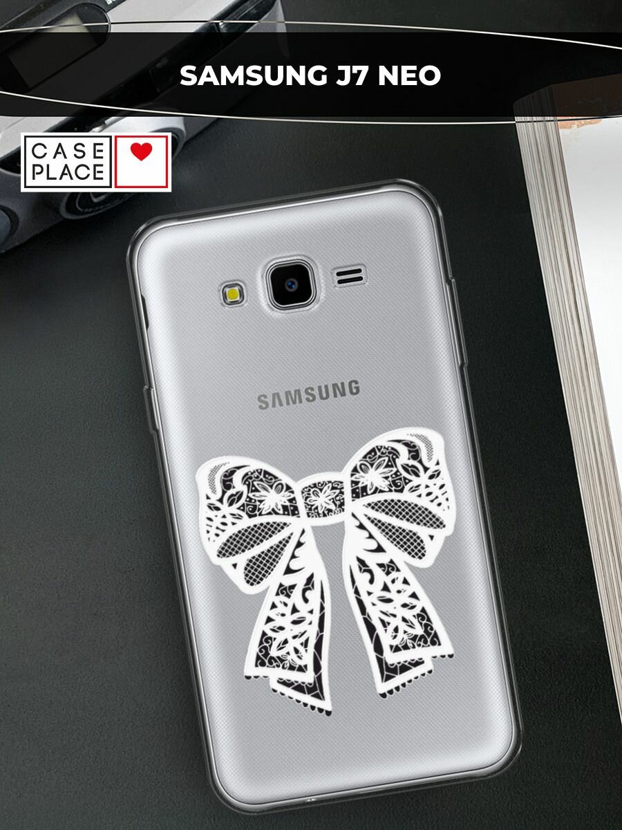 Чехол на Samsung Galaxy J7 Neo / Самсунг Галакси Джей 7 Нео с принтом "Черно-белый бант 2"