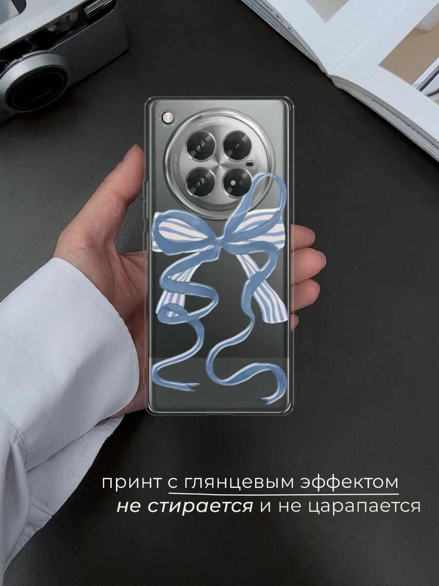 Чехол на Infinix Zero 40 5G / Инфиникс Зеро 40 5G с принтом "Полосатый голубой бант 2" — фото 1