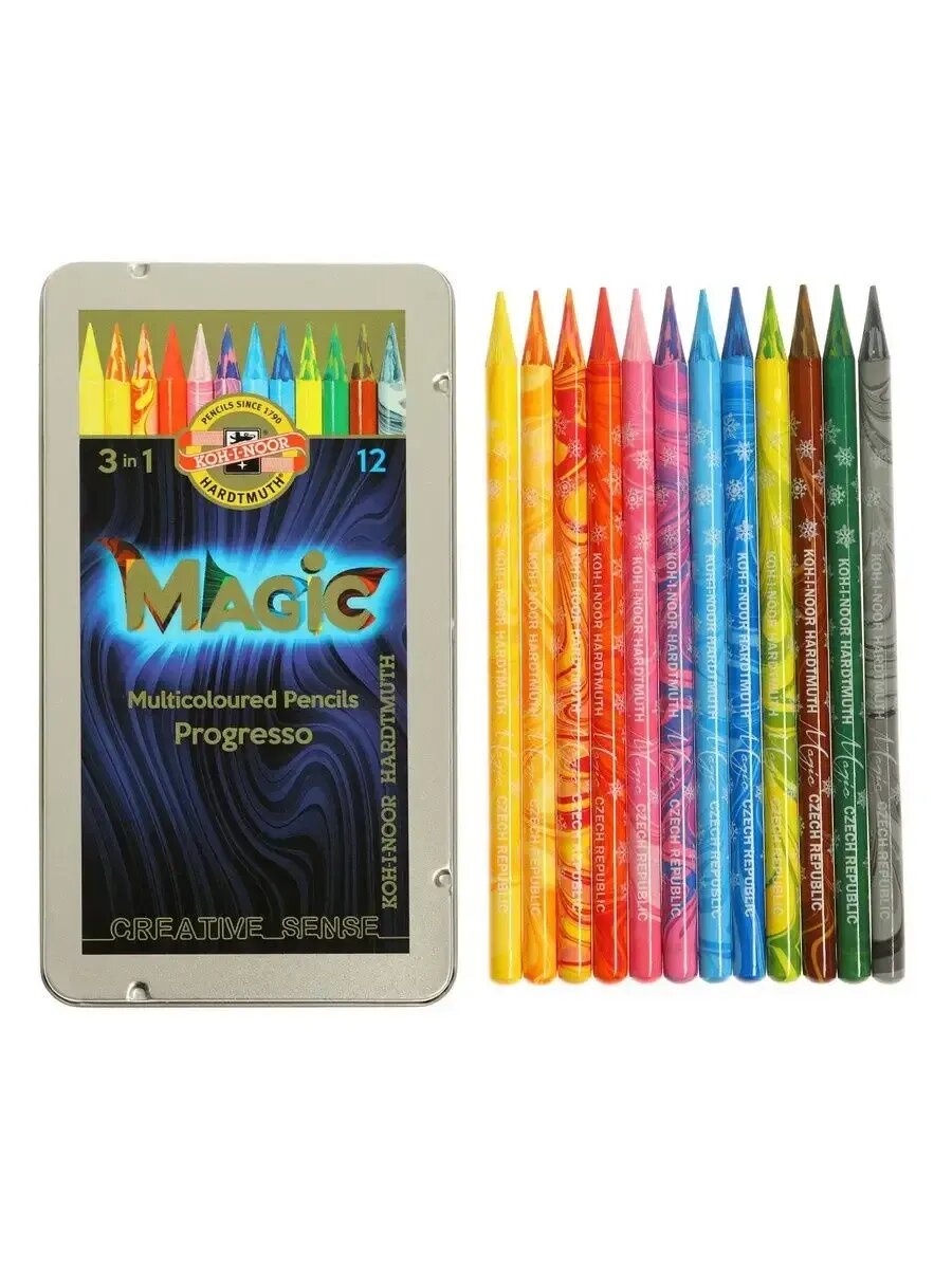 Карандаши цветные цельнографит PROGRESSO MAGIC 8772
