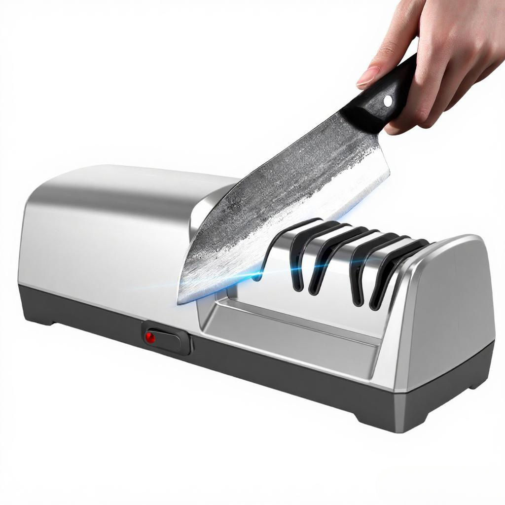 Точилка для ножей электрическая TG2302 15 и 20 градусов 3-ступенчатая система из нержавеющей стали для кухонных ножей с функциями быстрого заточки и полировки Silver Black 280x105x90mm ABS нержавеющая сталь алмаз 140mA 18W 120V 60Hz US 220V 50Hz EU