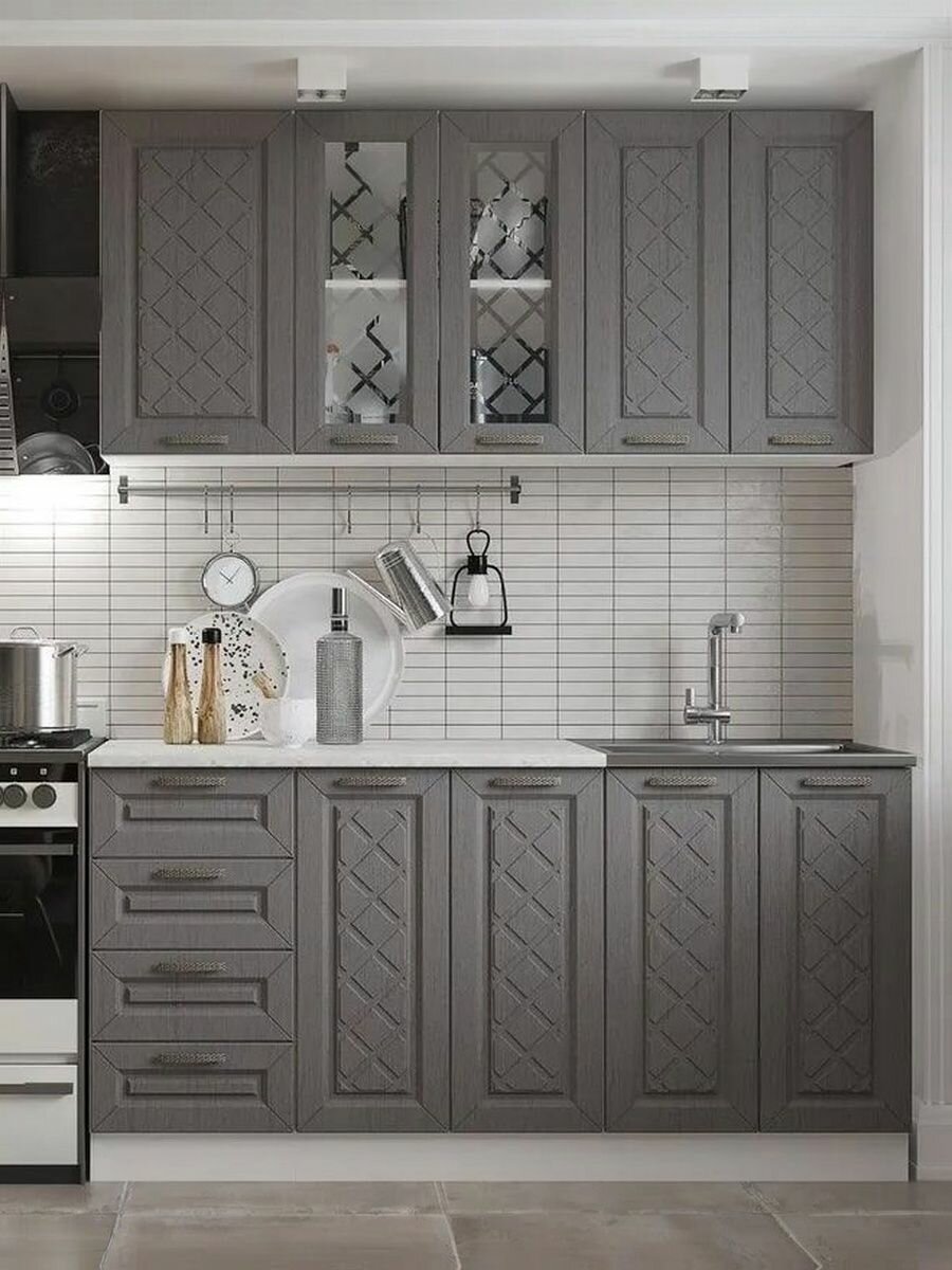 Кухонный гарнитур МДФ 2 м в стиле Прованс, Трюфель