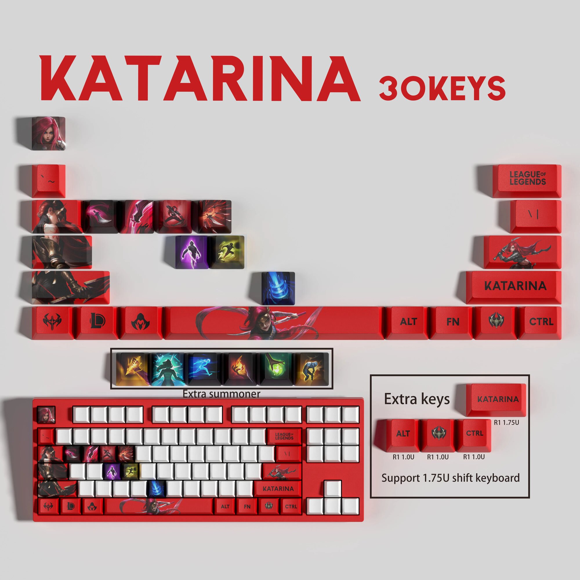 Katarina KEYCAPS Новый дизайн колпачки для клавиш League of Legends 30KEYCAPS OEM профиль колпачки для механической клавиатуры, Katarina NEW 30keys