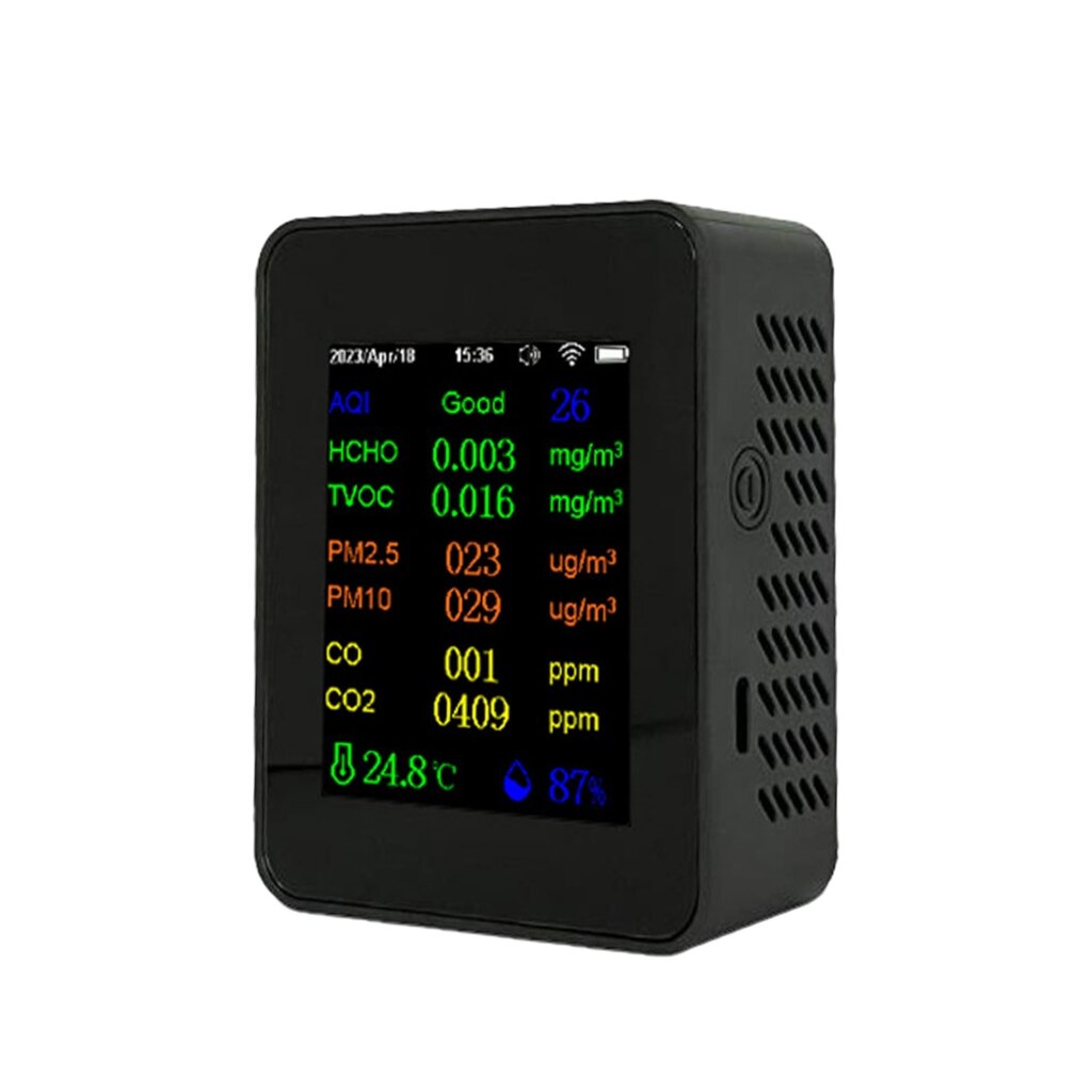 Детектор качества воздуха Датчики сигнализации Тестер температуры и влажности CO2 Анализатор для анализа состава воздуха в помещении