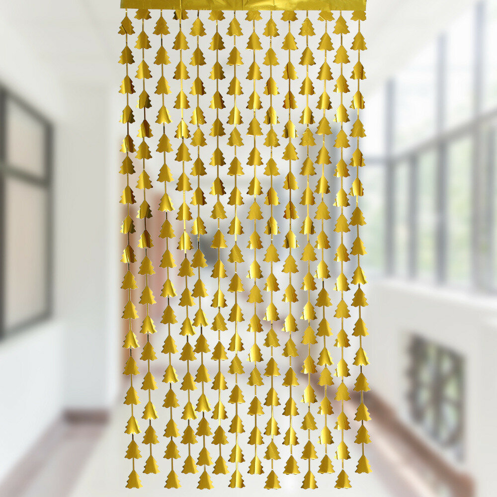 Висюлька для елки яркая новогодняя гирлянда для украшения фона и мероприятия золото 1м