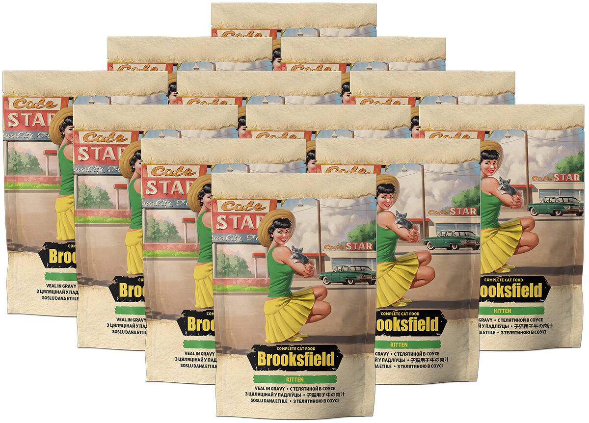 Корм влажный Brooksfield Kitten для котят, телятина, 85 г х 12 шт