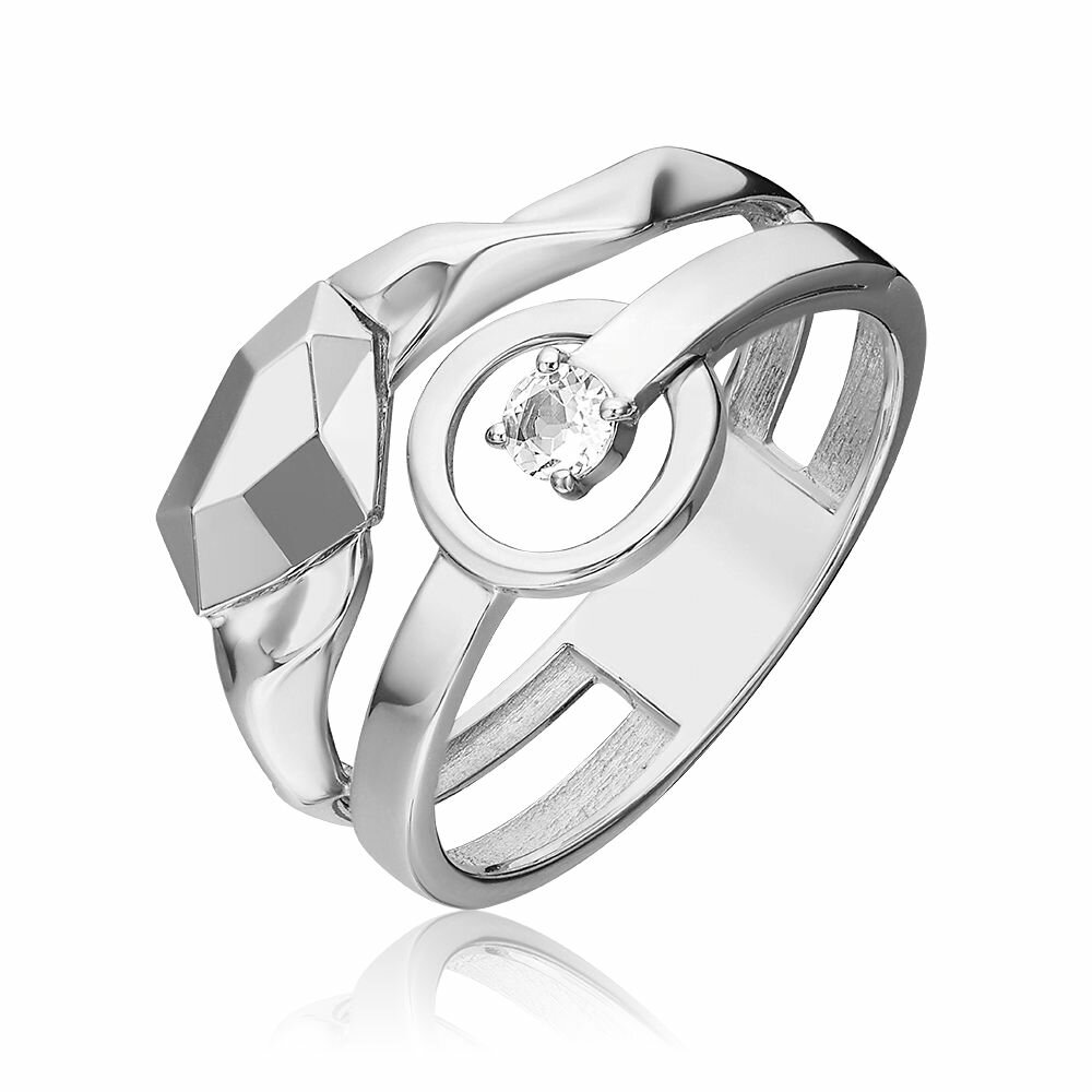 Кольцо, белое золото, 585 проба, родирование, топаз