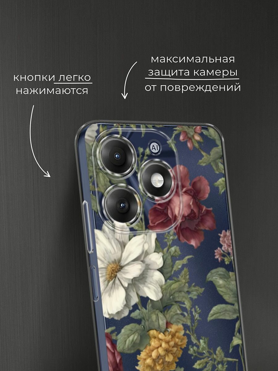Силиконовый чехол на Itel A70 / Ител А70 с принтом Акварельные цветы 2 — фото 1