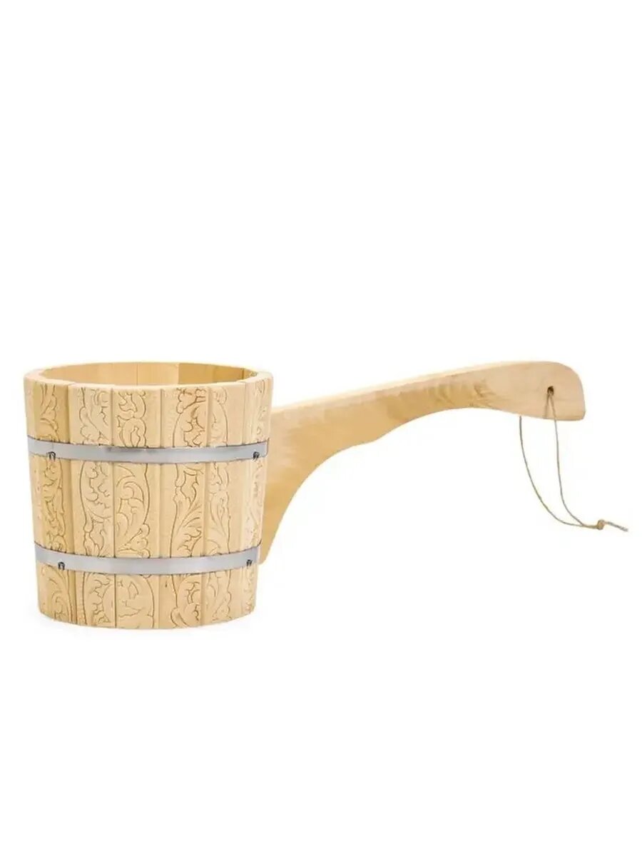 Ковш-черпак из дерева с нержавеющим обручем