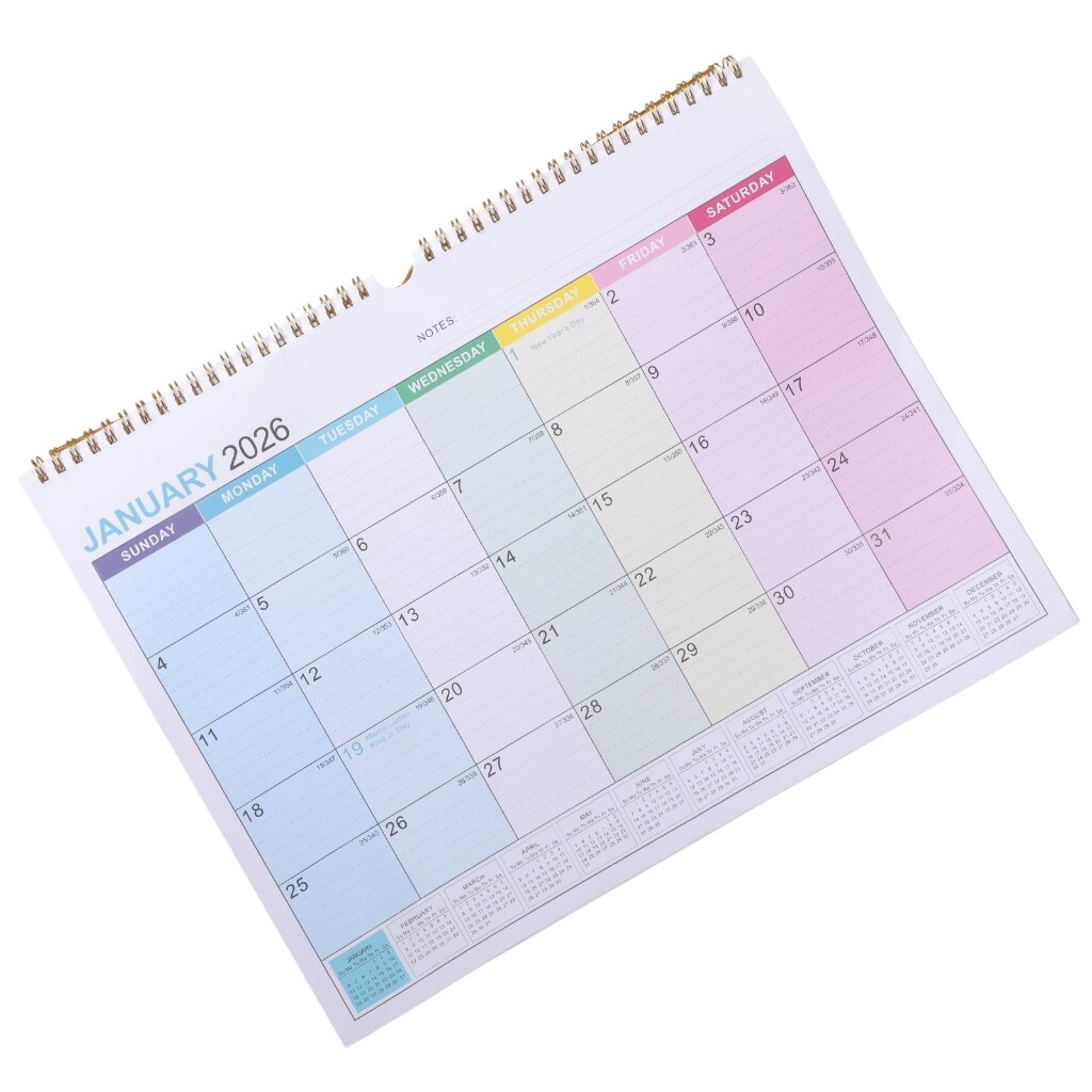 1 Английский настенный календарь на 2026 год - простой европейский модный стиль