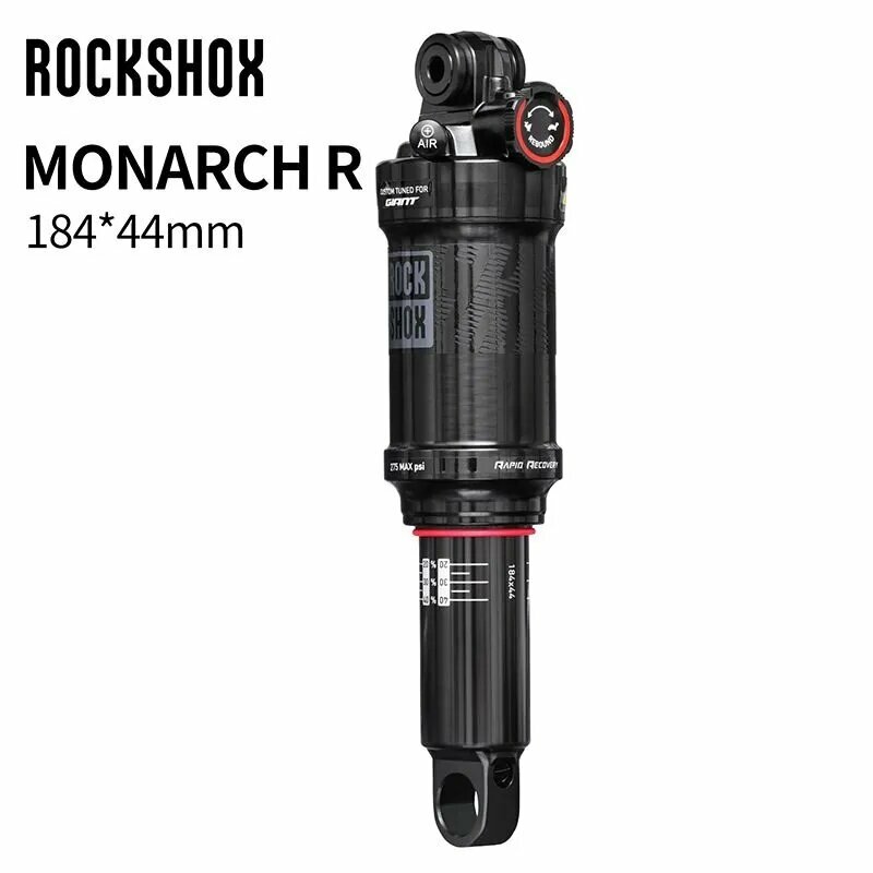 ROCKSHOX MONARCH R, воздушный амортизатор для горного велосипеда, с регулировкой жесткости, длина 184 мм, ход 44 мм