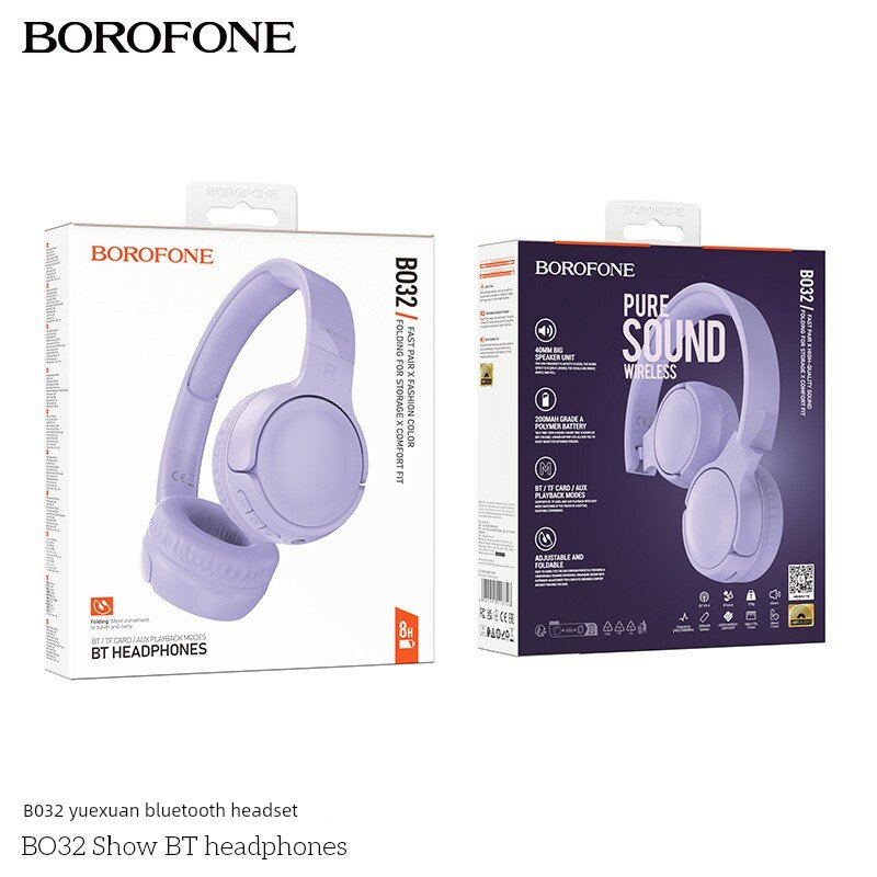 BOROFONE BO32 беспроводные Bluetooth наушники-вкладыши складные для спорта и бега удобная посадка фиолетовый