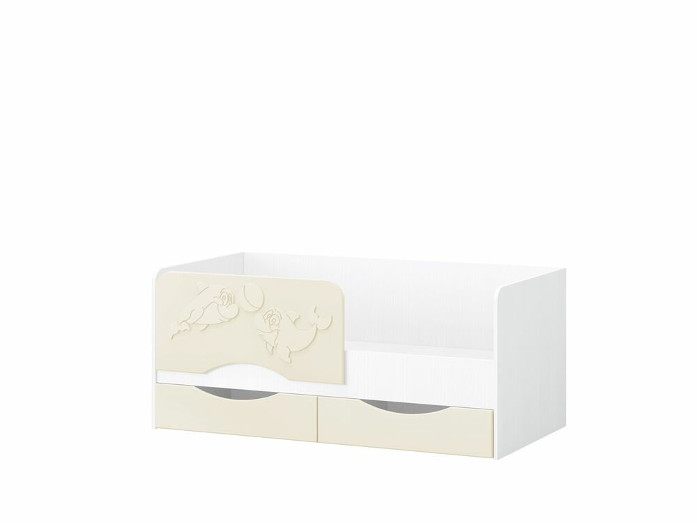Кровать детская Дельфин-2 МДФ (сп. место 0,8х1,6 ), дуб белый / ваниль матовый (Регион 058)