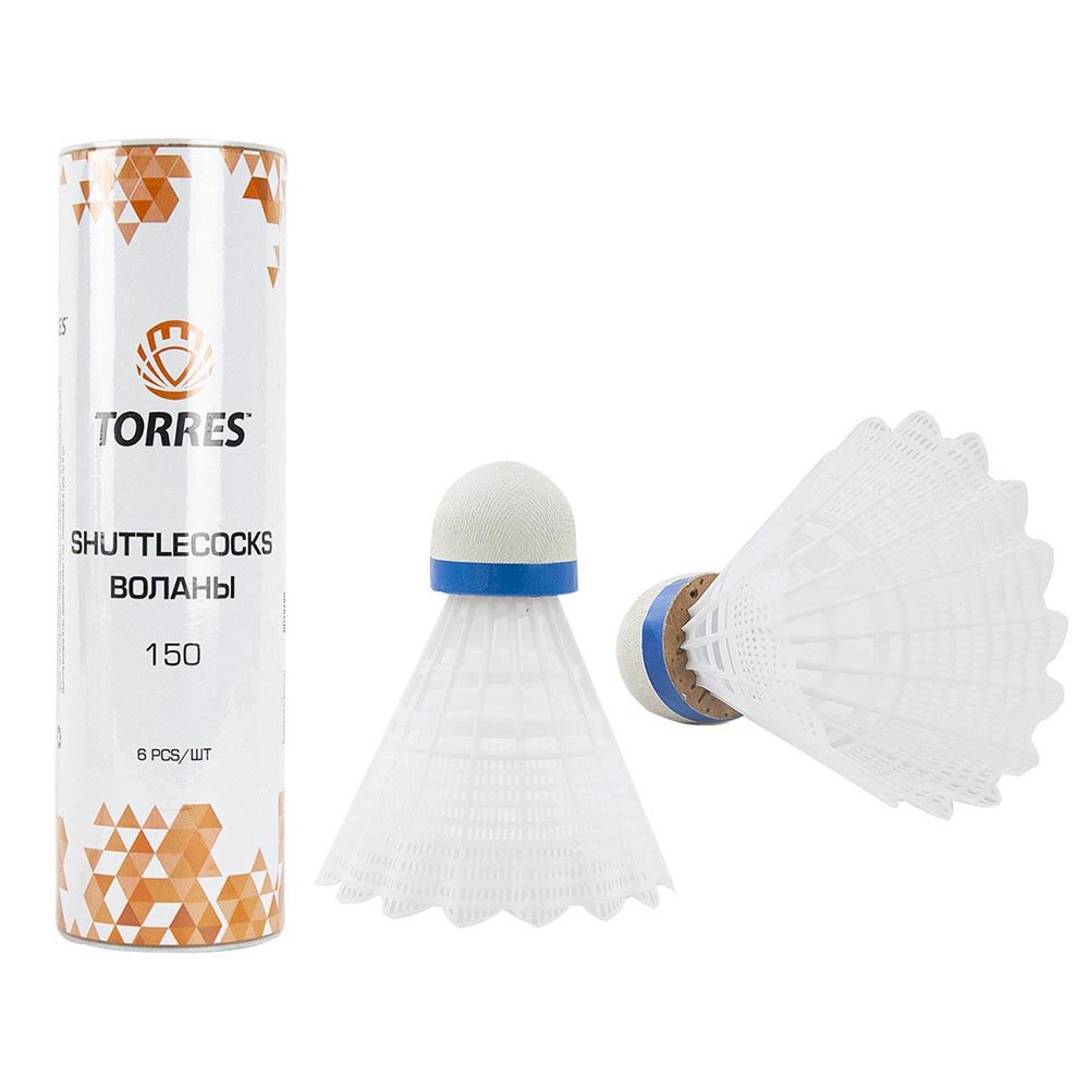 TORRES Воланы для бадминтона TORRES 150 (нейлон), белый, сред. скор.