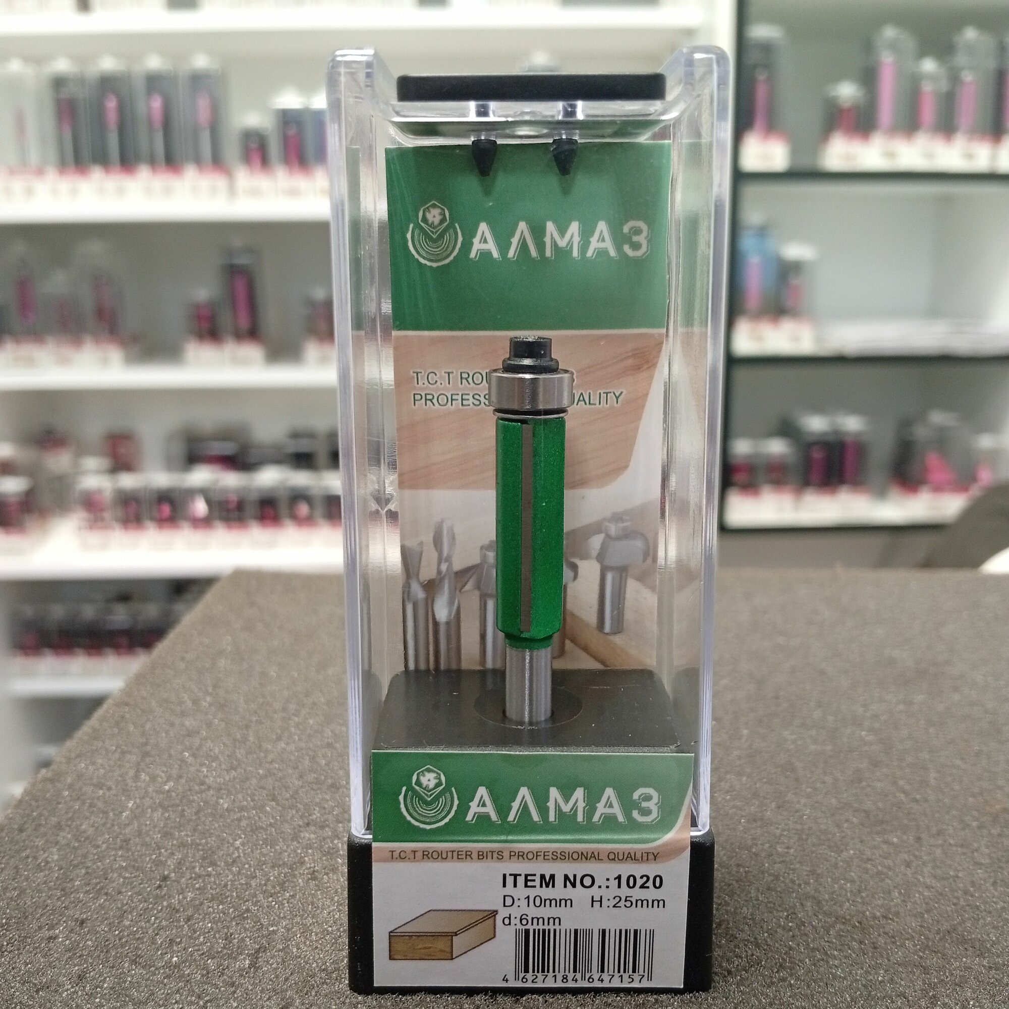 Фреза обгонная с нижним подшипником Алмаз 1020 D:10 l:25 mm d:6mm