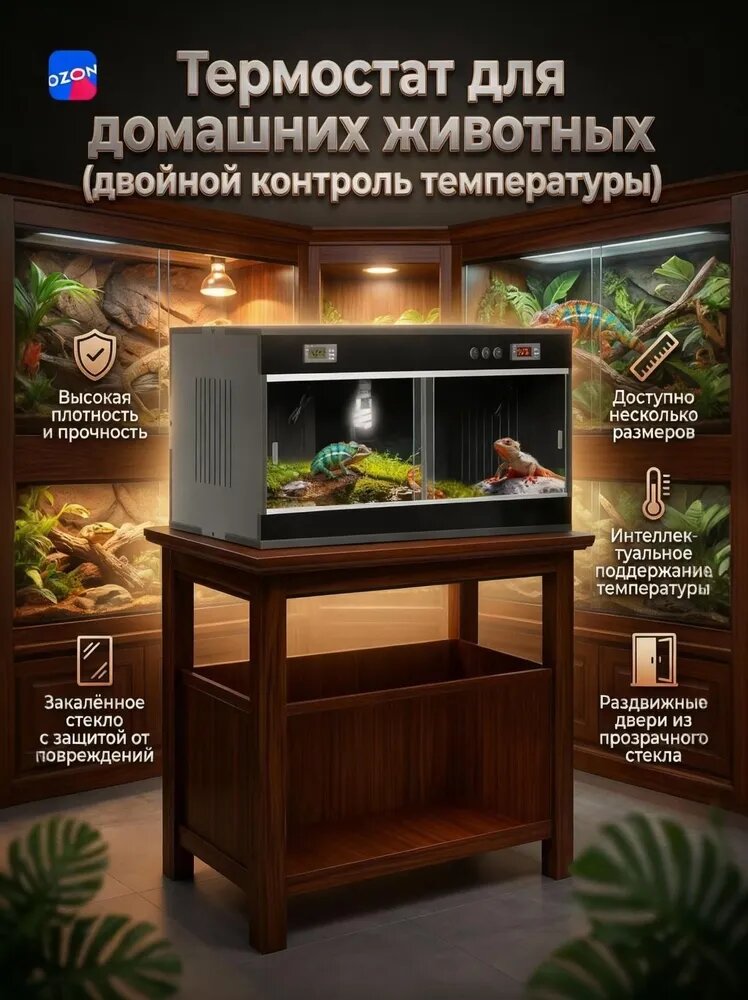 Коробка для домашних животных с интеллектуальным двойным контролем температуры из ПВХ для скалолазания 120*60*60+ 5 держатели ламп, Могут быть отправлены в праздничные дни