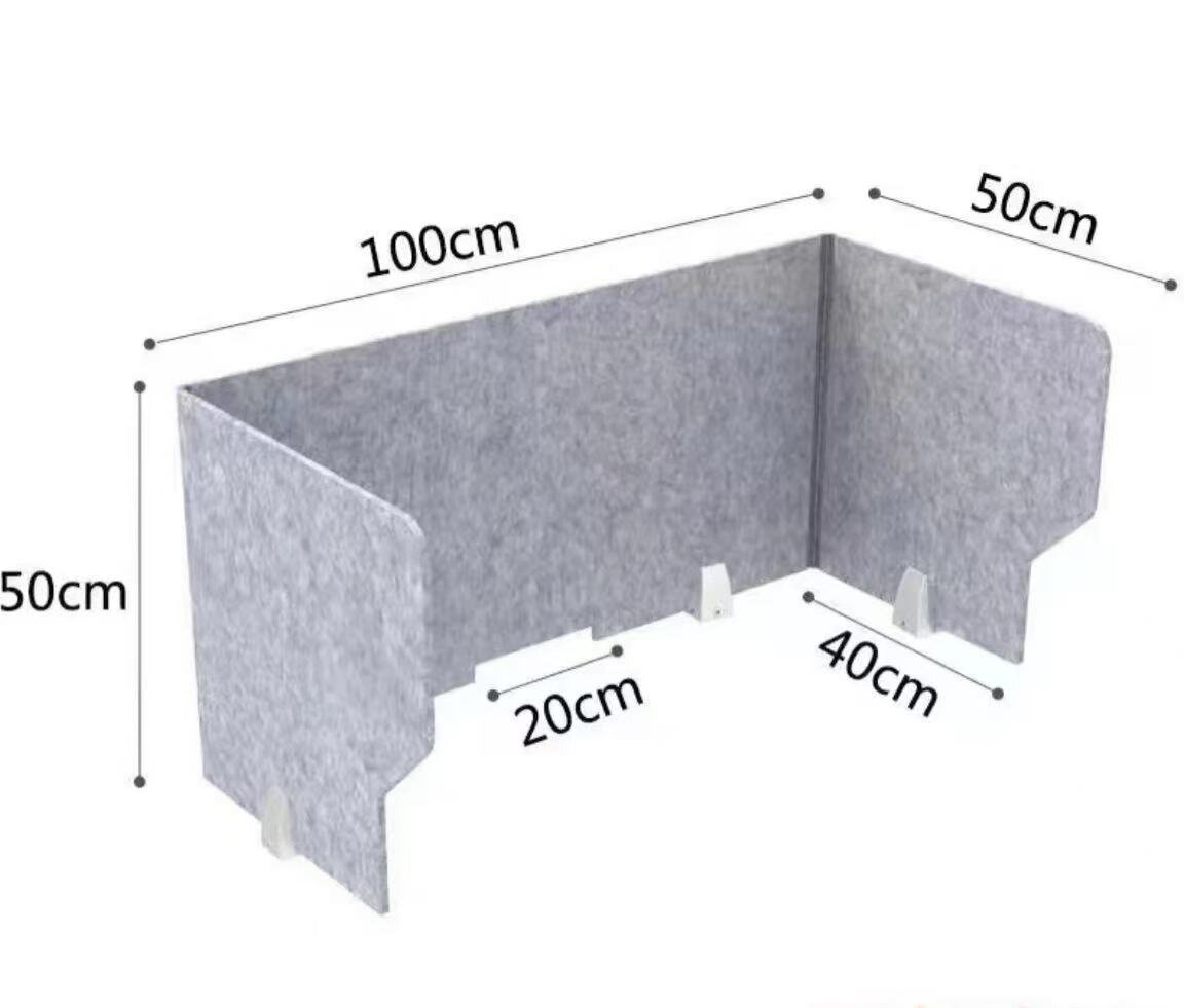 Звукопоглощающая перегородка "Панель конфиденциальности", 100x50 см，4 фиксированных основания，серый6