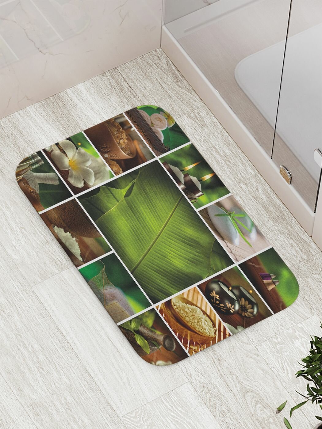 Коврик для ванной комнаты, туалета "Лист пальмы" противоскользящий, 52х77 см, JoyArty