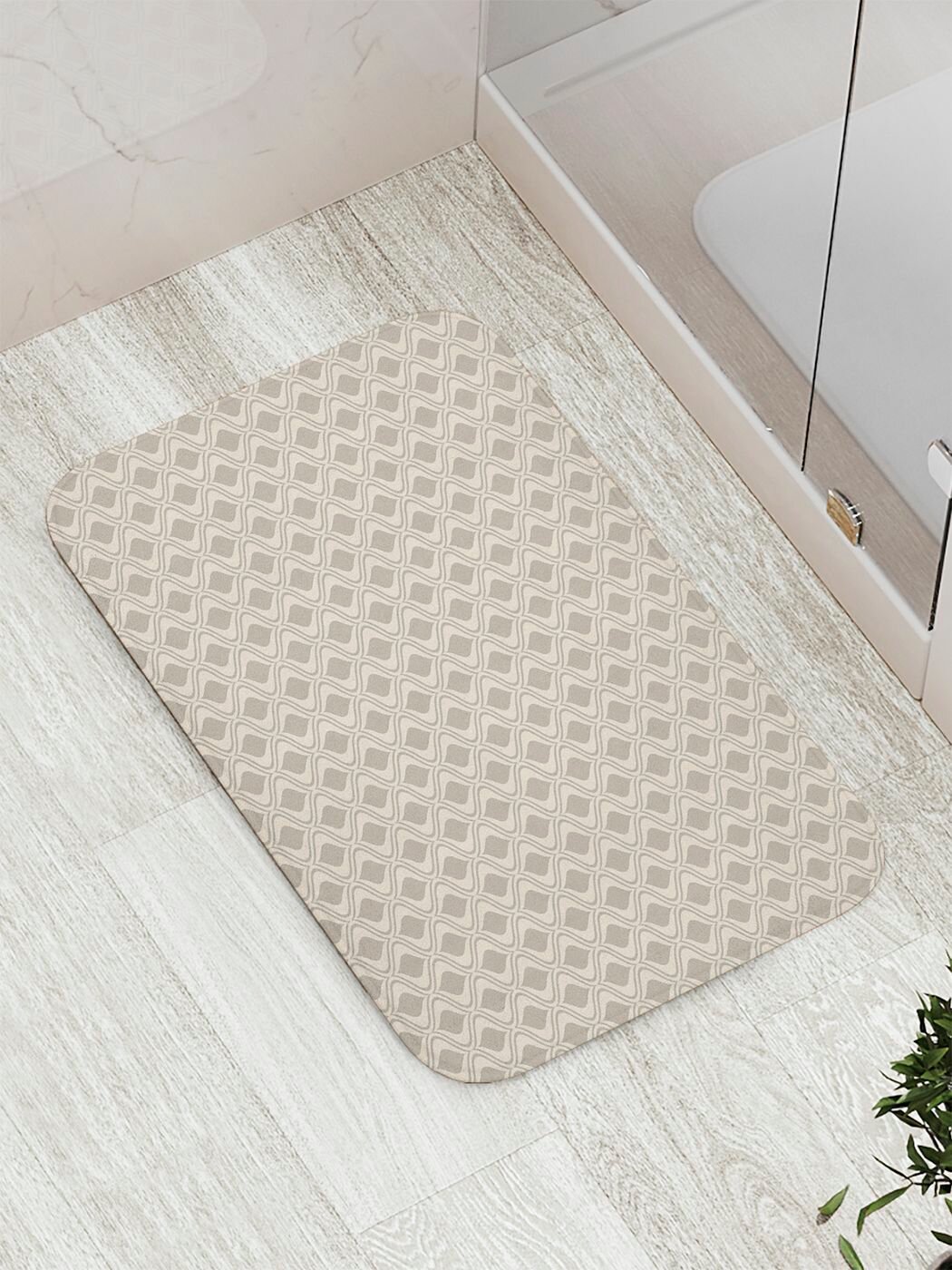 Коврик для ванной комнаты, туалета "Геометрический декор" противоскользящий, 52х77 см, JoyArty