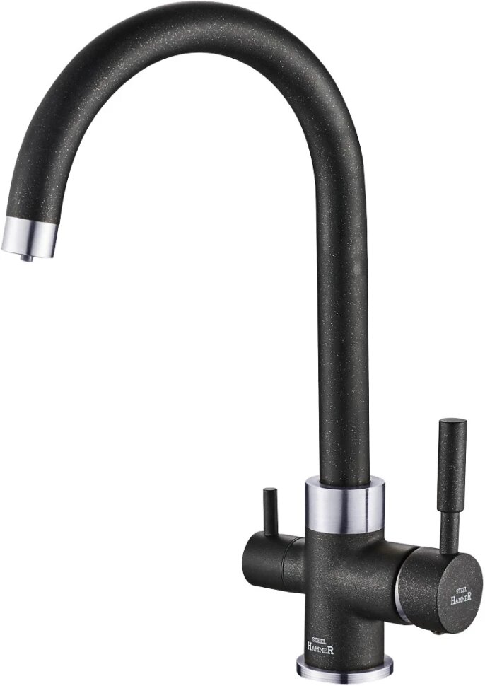 Смеситель для кухни Zorg SH 713 BLACK CR с подключением к фильтру, хром/черный
