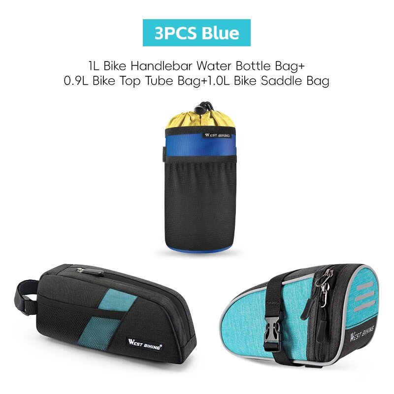 Набор велосумок West Biking 3шт Синий, 3pcs Blue