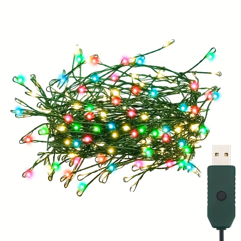 Светодиодная гирлянда-фейерверк на USB, 600 см, 200 LED, разноцветные огни, для интерьера, рождественского венка, вечеринки и свадьбы