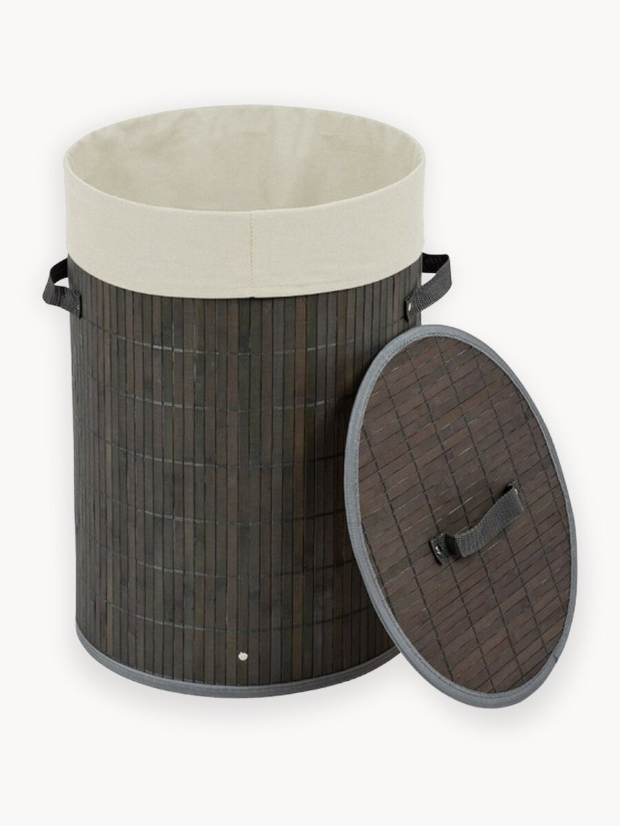 Корзина для белья Рыжий Кот BLB-01-G бамбук, 34,5х50 см, серый