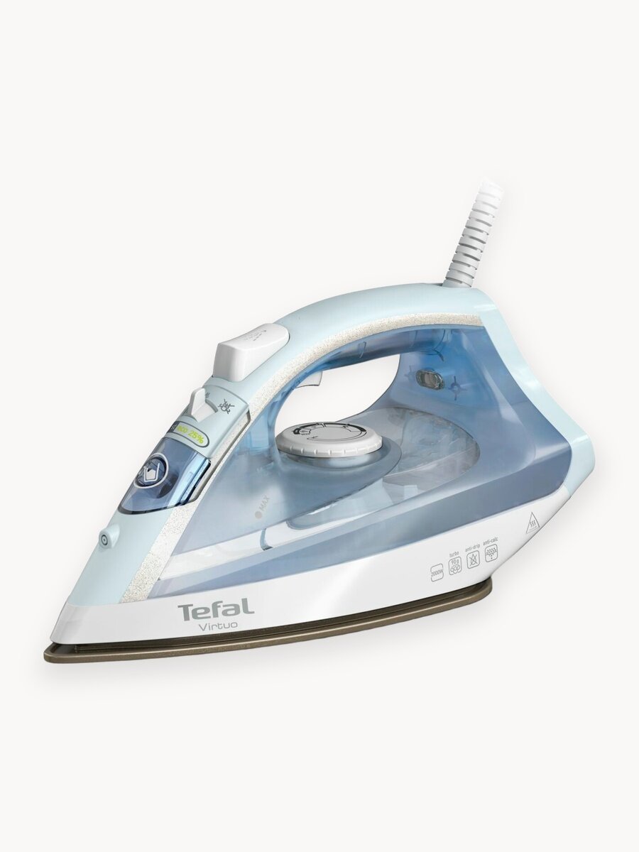 Паровой утюг для одежды Tefal Virtuo, FV1R15F1, подача пара 24 г/мин, зауженный носик, 2000 Вт