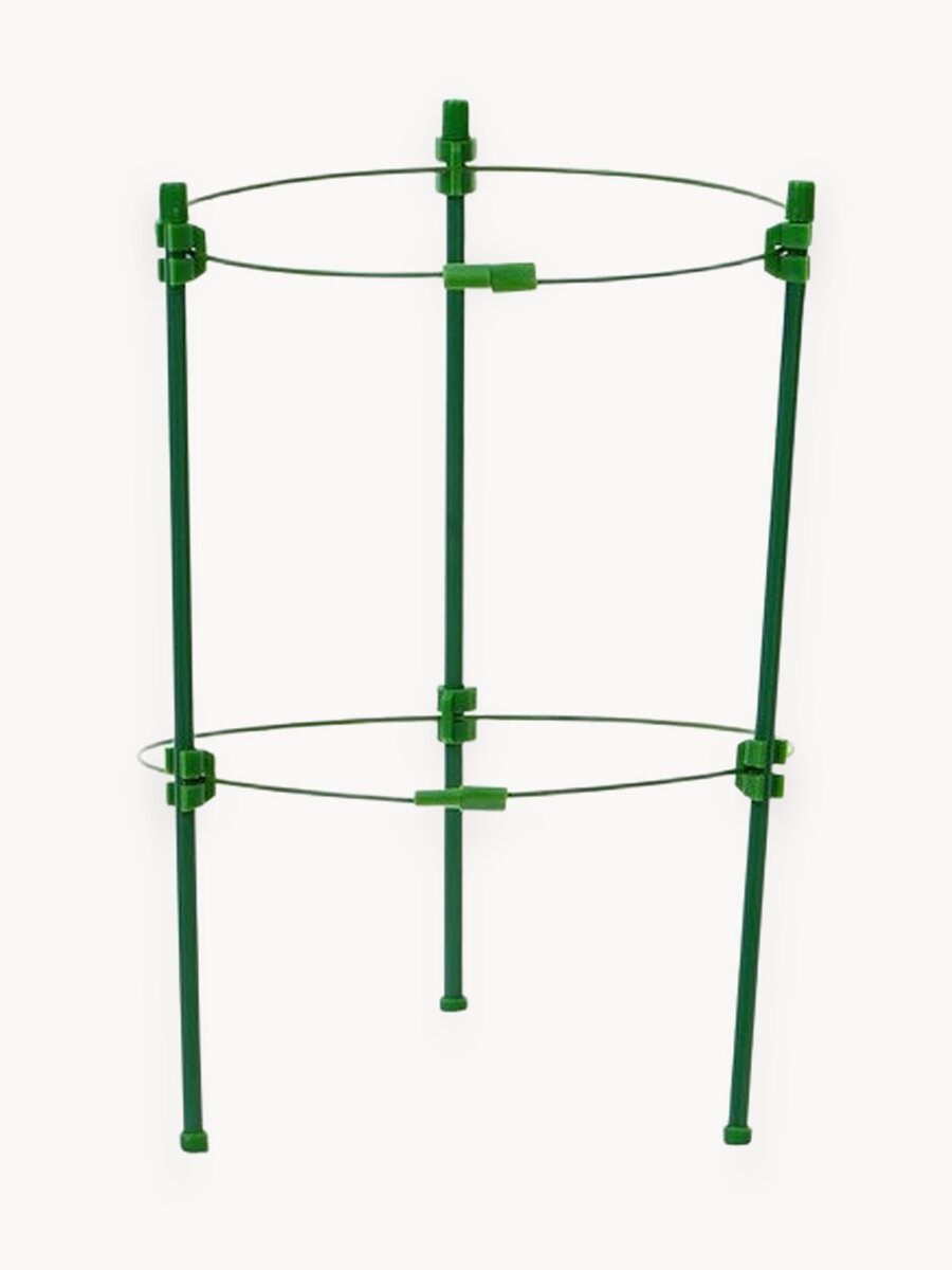 Кустодержатель для цветов "Greengo" d = 18 см, h = 30 см, 2 кольца, металл, зелёный