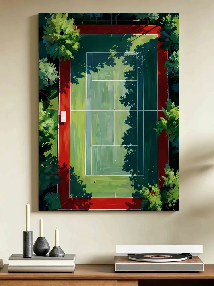 Картина "стадонка тенниса в зелёной растительности" 50x60 см, 1