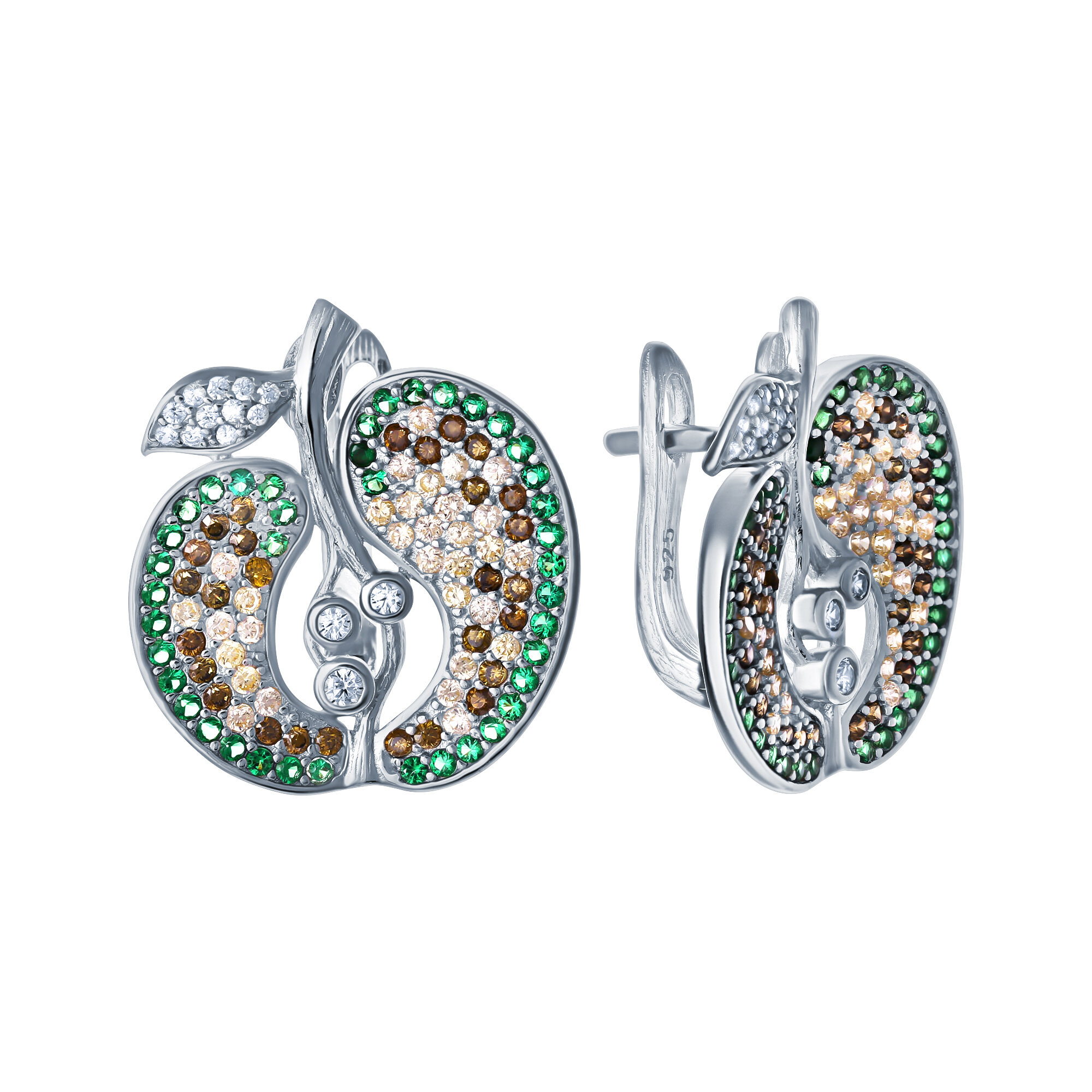 Серьги, серебро, 925 проба, фианит