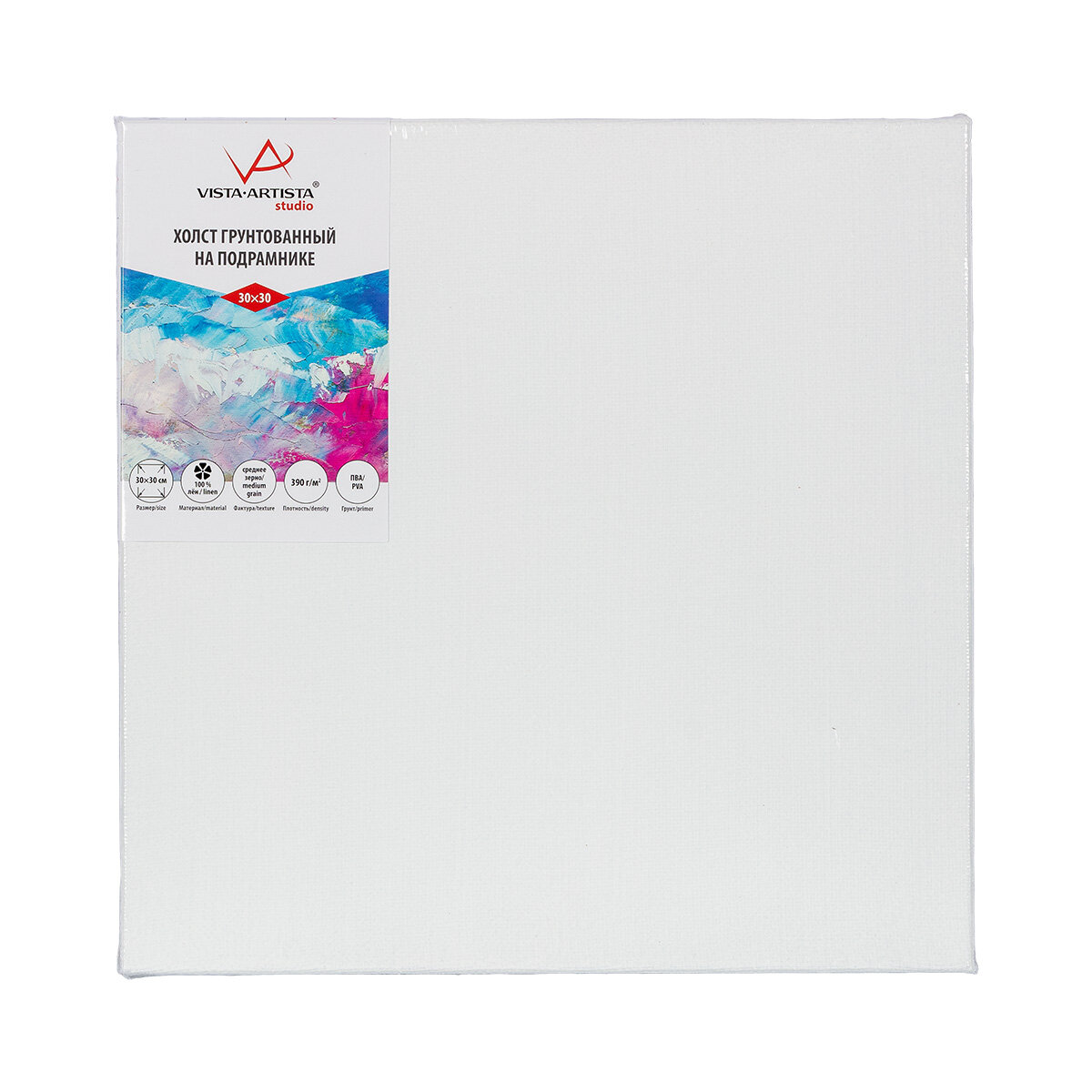 VISTA-ARTISTA PLMG-3030-NY90 Залесский среднезернистый грунтованный холст на подрамнике 30x30см
