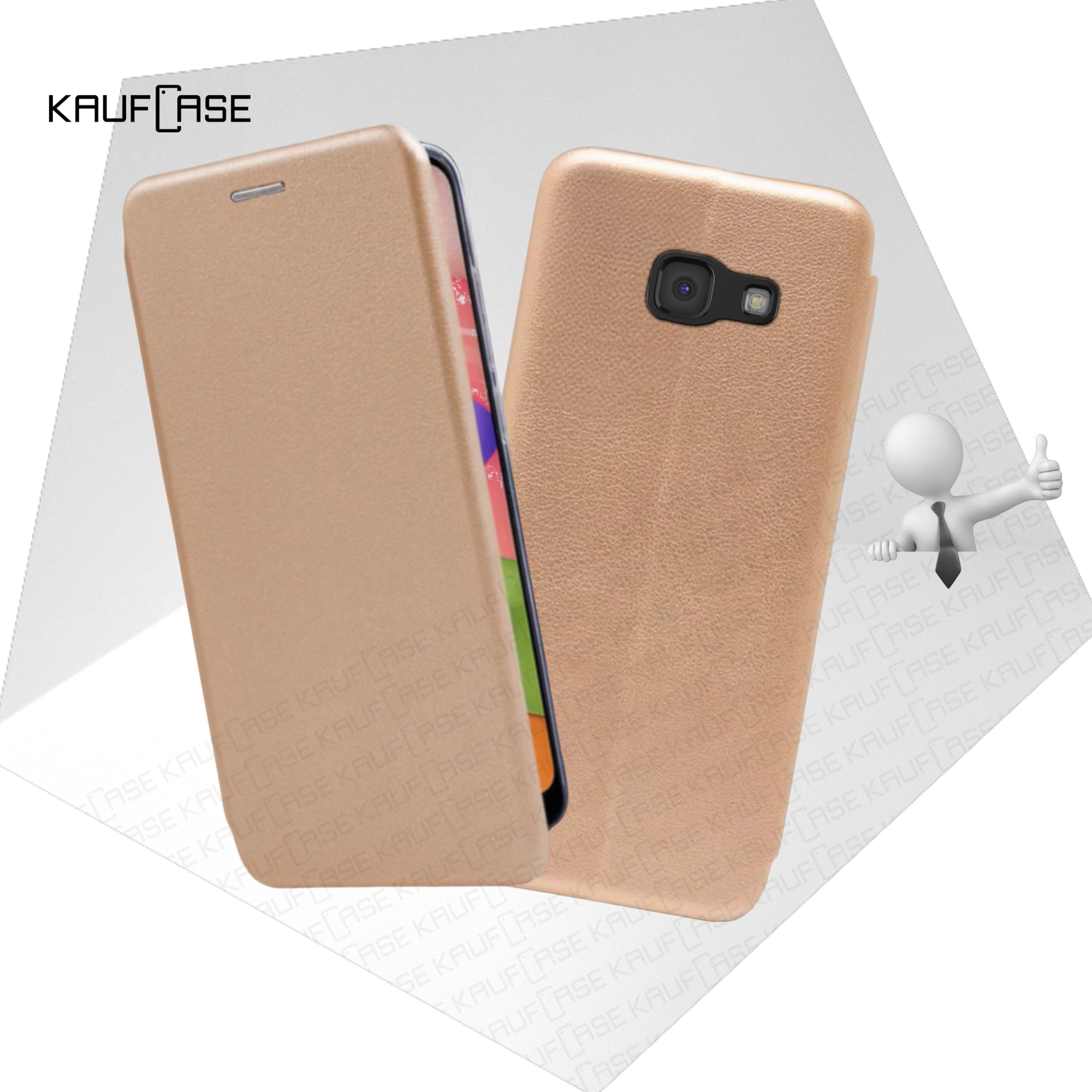 Чехол книжка для телефона Samsung A5 2017 (A520) (5.2"), золото. Текстура под кожу