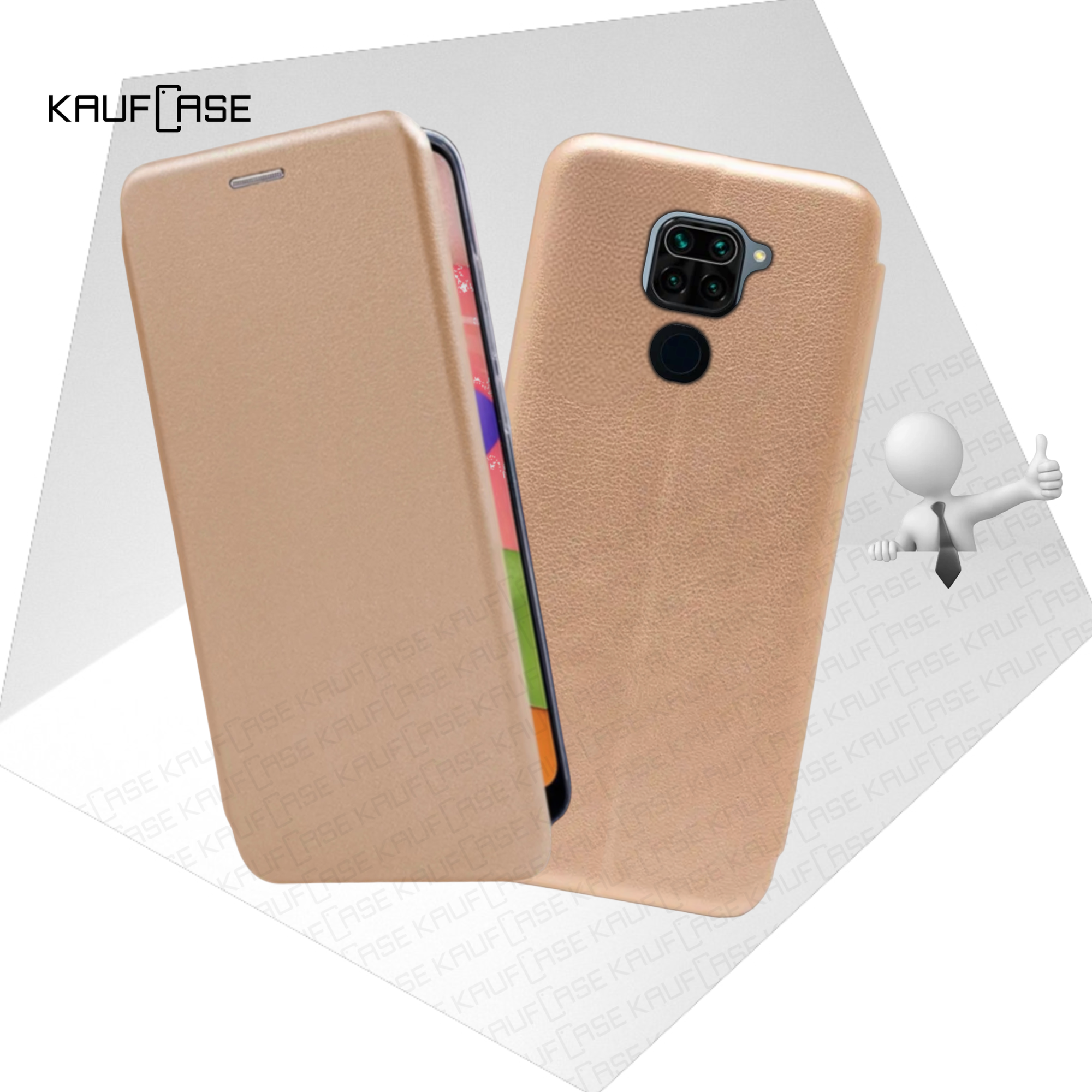 Чехол книжка для телефона Xiaomi Redmi Note 9 (6.53"), золото. Текстура под кожу