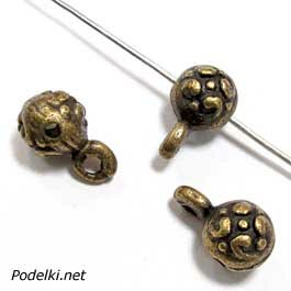 Фурнитура для бижутерии Бейл Шарик 0002495 цвет бронзовый 7x7 мм, цена за 10 шт.